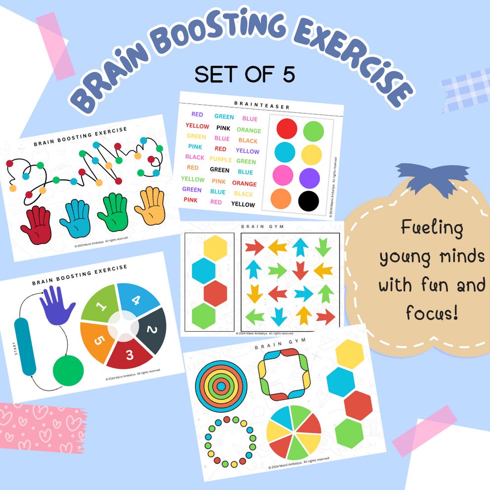 Brain Boosting Exercise Worksheets - Set of 5 (Digital Download)