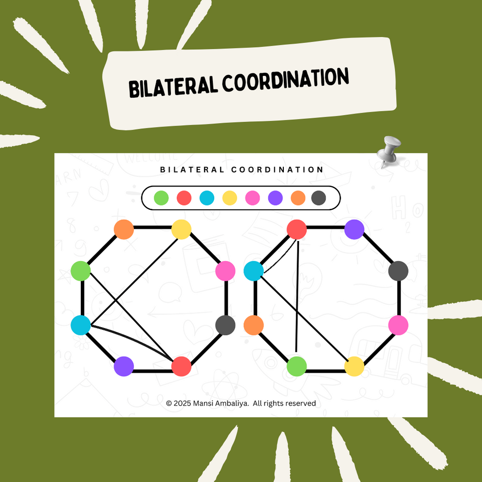 Bilateral Coordination Color Therapy Worksheet (Digital Download)