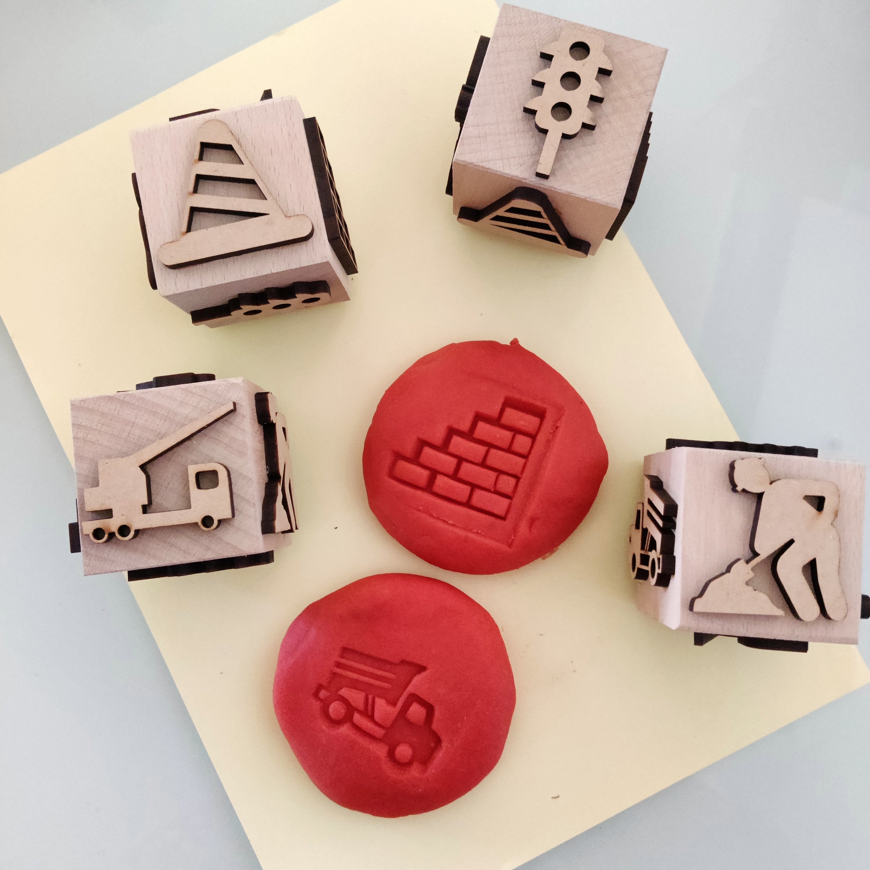 Construction Play Dough Stamp Cube (One Set of Cube)